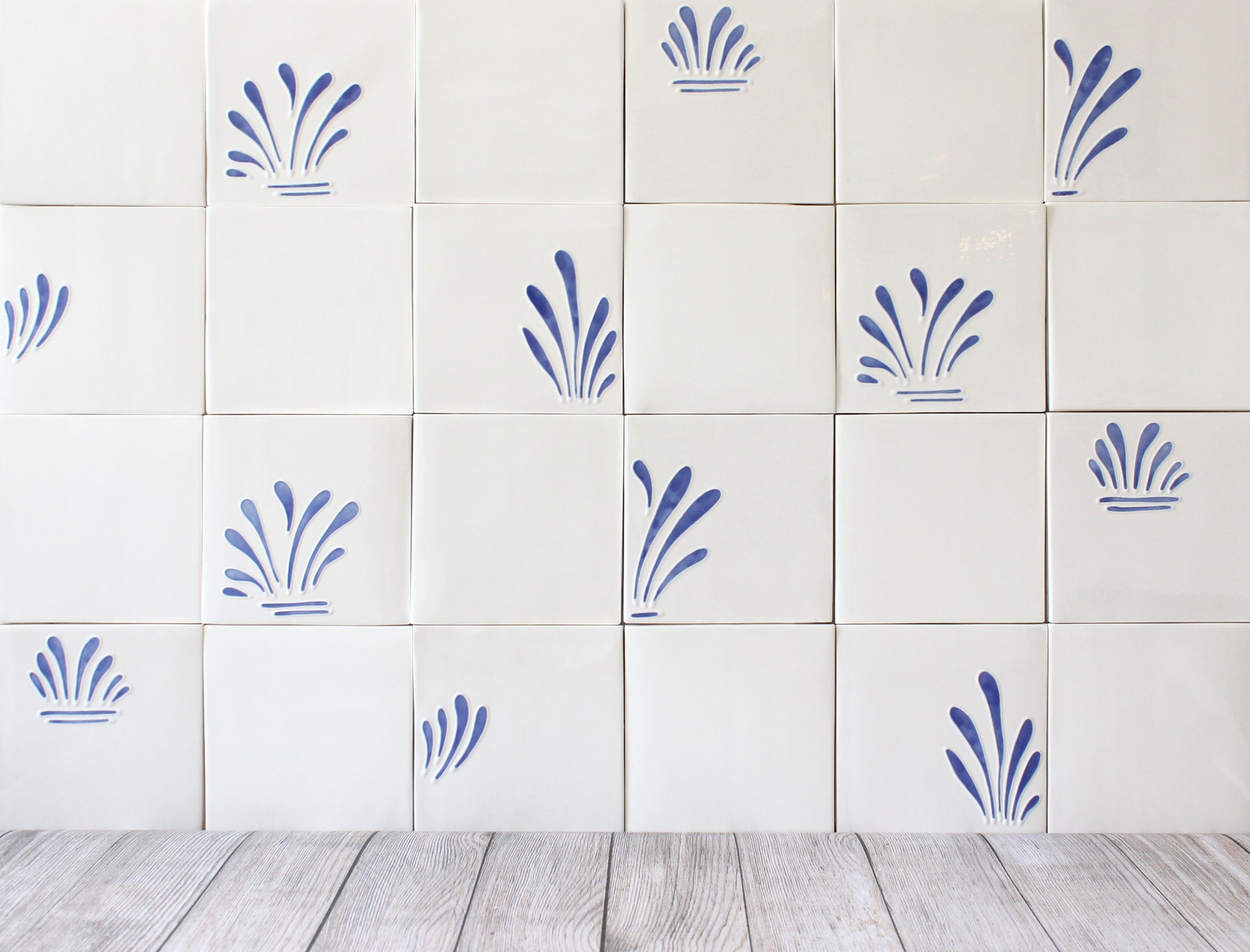Spray hand painted tiles in Blue – Feild.works